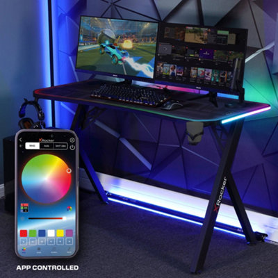 X Rocker Lumio XL 140cm LED Gaming Desk with Full Mousepad - Carbon ...