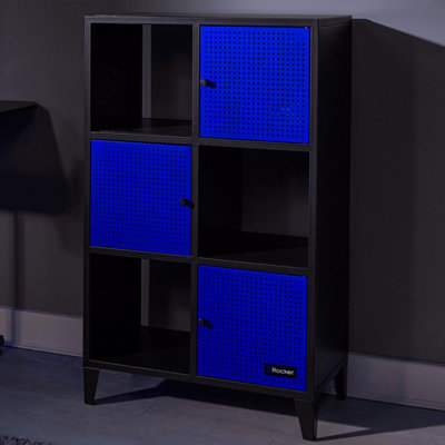 X-Rocker Mesh-Tek Metal Sideboard Display Cabinet, Tall 6 Cube Storage ...