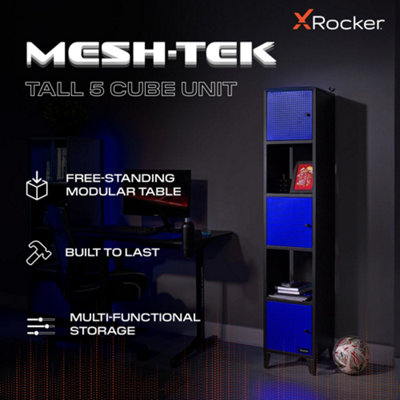 X Rocker Mesh-Tek Tall 5 Cube Storage Unit - Black / Blue