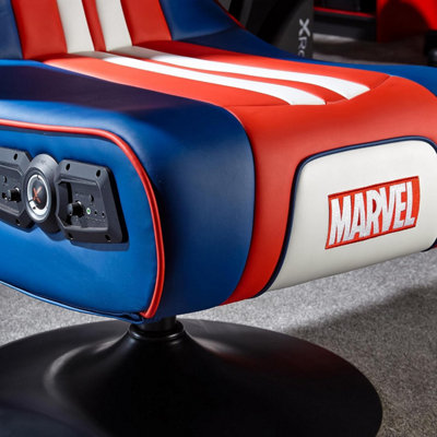 X Rocker Official Marvel Captain America Gaming Chair Folding Audio Gaming Pedestal with Wireless 2.1 Speakers Elite Edition