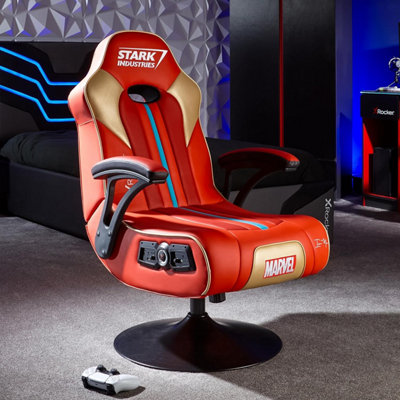X-Rocker Official Marvel Iron Man Gaming Chair, Folding Audio Gaming ...