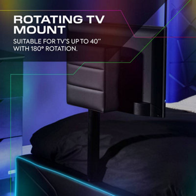 X-Rocker Oracle RGB TV Gaming Bed with Rotating TV Mount and Neo Fibre ...