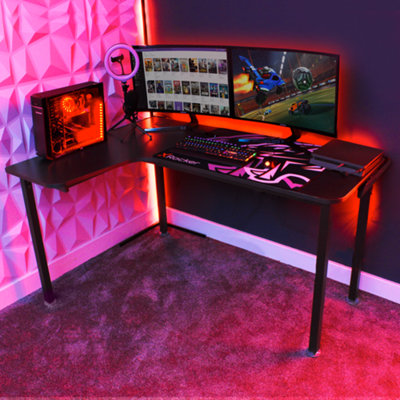 X-Rocker Panther XL Gaming Corner Office Desk L-Shape Left Computer ...