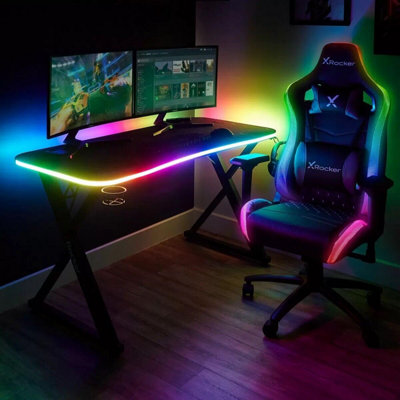 X Rocker Pulsar Max RGB Gaming Desk with LED Lights App Controlled ...