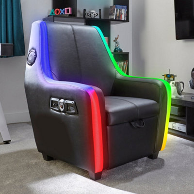 X-Rocker RGB Gaming chair 4.1 Wireless Bluetooth LED Lights Storage ...