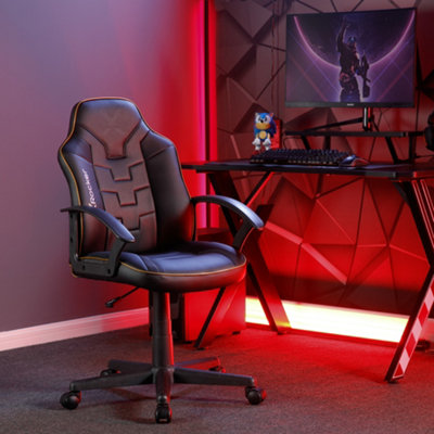 X-Rocker Saturn Mid Back Office PC Chair - BLACK / GOLD | DIY at B&Q