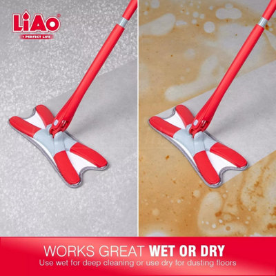 X-type Microfibre Flat Mop Self Wringing Wet Dry Floor Cleaning Kitchen ...