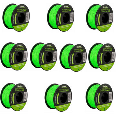 x10 Imex Green 100m Stringline High Vis Fluorescent 8 Strand Braided Nylon