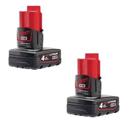 X2 Milwaukee 12V 4Ah Li-ion 4932430065 M12B4 REDLITHIUM-ION Battery M12B4