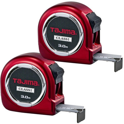 x2 Tajima 3m Hi Lock Class 1 Pocket Tape Measures 16mm TAL1630-E1-EUR