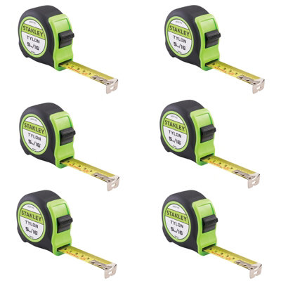 X6 Stanley Hi-Vis 5m 16ft Tylon Tape Measure Green STA130696NHV ...