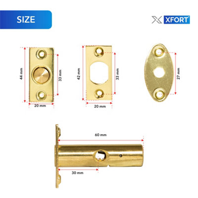 XFORT 2 Pack Mortice Door Bolts, Door Security Rack Bolt, Polished Brass