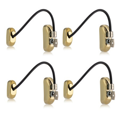 XFORT 4 Pack Viper Key Locking Cable Window Restrictor in Polished Brass