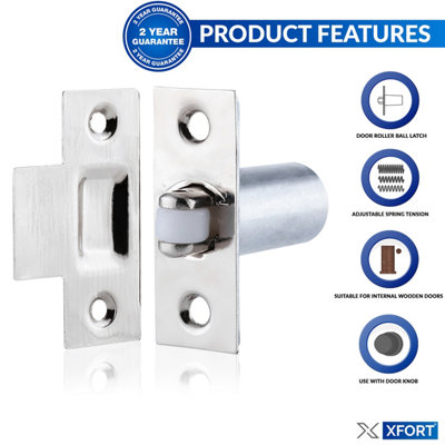 XFORT Adjustable Roller Catch, Polished Chrome