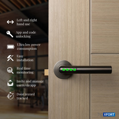 XFORT Bluetooth Smart Door Handle Gun Metal Grey