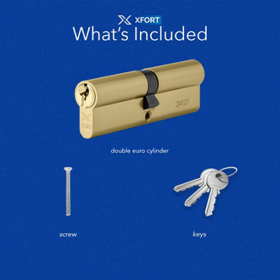 XFORT Brass 35/55 Euro Cylinder Lock (90mm), Euro Door Barrel Lock with ...