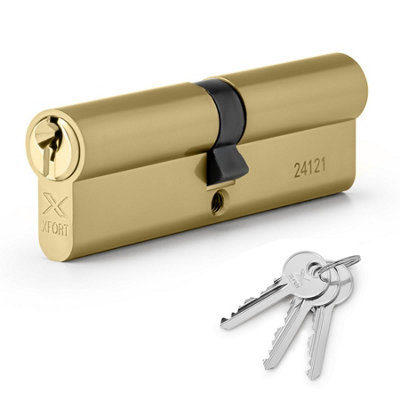 XFORT Brass 40/50 Euro Cylinder Lock (90mm), Euro Door Barrel Lock with ...