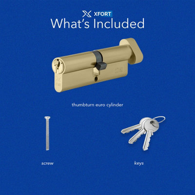 XFORT Brass 50T/40 Thumb Turn Euro Cylinder Lock (90mm), Euro Door ...