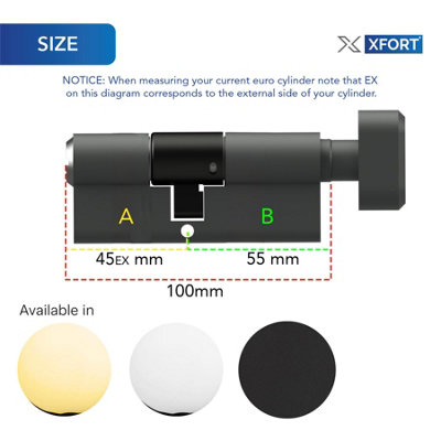 XFORT Brass 55T/45 Thumb Turn Euro Cylinder Lock (100mm), Euro Door ...