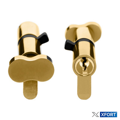 XFORT Brass 55T/45 Thumb Turn Euro Cylinder Lock (100mm), Euro Door ...
