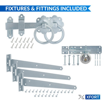 XFORT Bright Zinc Plated Ring Gate Kit Complete with T Hinges, Brenton ...
