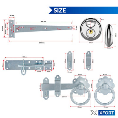 XFORT Bright Zinc Plated Ring Gate Kit Complete with T Hinges, Brenton ...