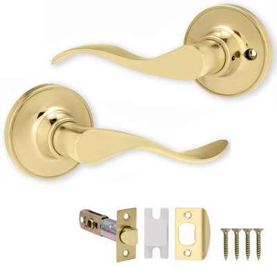 XFORT Cabriole Passage Knob Set Polished Brass for Internal Wooden Doors