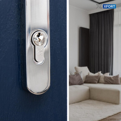 XFORT Chrome 35/35 Euro Cylinder Lock (70mm), Euro Door Barrel Lock ...