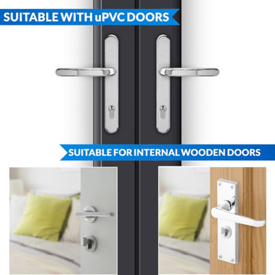 XFORT Chrome 40/50T Thumb Turn Euro Cylinder Lock (90mm), Euro Door Barrel Lock with 3 Keys