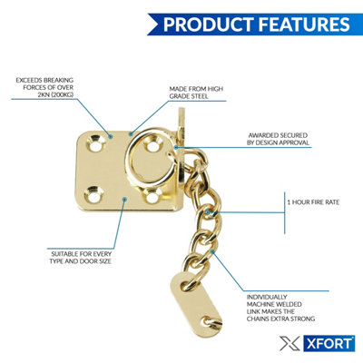 XFORT Door Chain Polished Brass, Narrow Design Door Limiter