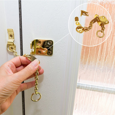 XFORT Door Chain Polished Brass, Narrow Design Door Limiter