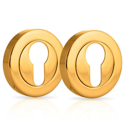 XFORT Euro Escutcheons Polished Brass, 2 Pack