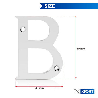 XFORT Front Door Letter, Letter B, Polished Chrome