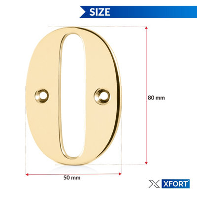 XFORT Front Door Number, Number 0, Polished Brass