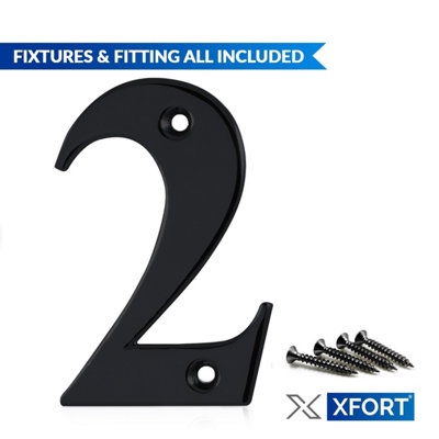 XFORT Front Door Number, Number 2, Black | DIY at B&Q