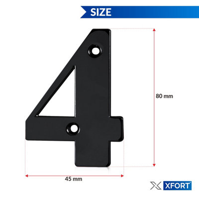 XFORT Front Door Number, Number 4, Black