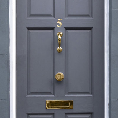 XFORT Front Door Number, Number 5, Polished Brass