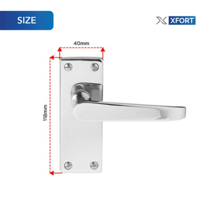 XFORT Lever Latch Flat Polished Chrome Door Handles, 4 Pair