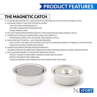 XFORT Magnetic Catch, Concealed Door Magnets Designed for Full Size Doors