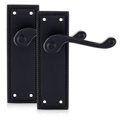 XFORT Matt Black Hanoverian Lever Latch Handles, Georgian Style