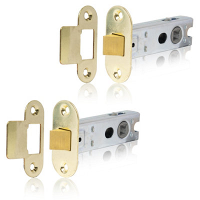 XFORT Polished Brass Radius Tubular Latch, Two 75mm Polished Brass ...