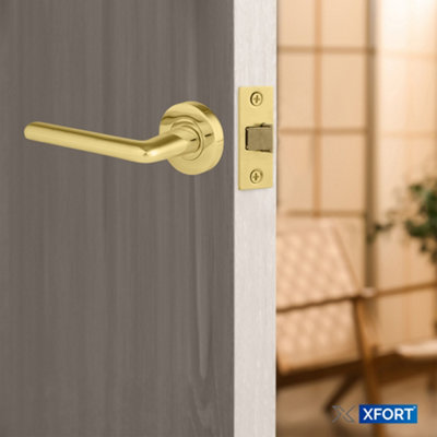 XFORT Polished Brass Tubular Latch Door Accessory Pack, Complate with ...
