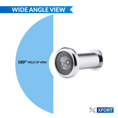 XFORT Polished Chrome Door Viewer, Wide Angle Door Spy Hole