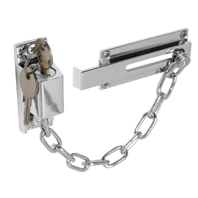 XFORT Polished Chrome Locking Door Chain, Front Door Security Chain ...