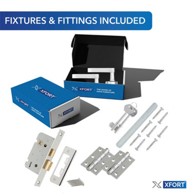 XFORT Polished Chrome Richmond Lever Lock Pack, Door Lock Handle ...