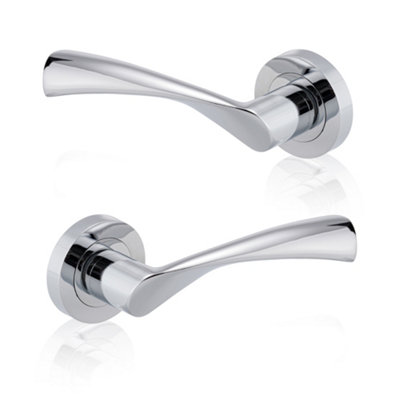 XFORT Polished Chrome Warped Lever On Rose Door Handles, Door Handles 1 ...