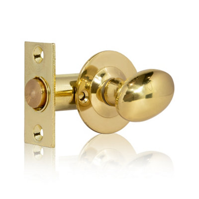 XFORT Rack Bolt Security Kit in Polished Brass, Oval Turn Knob with ...
