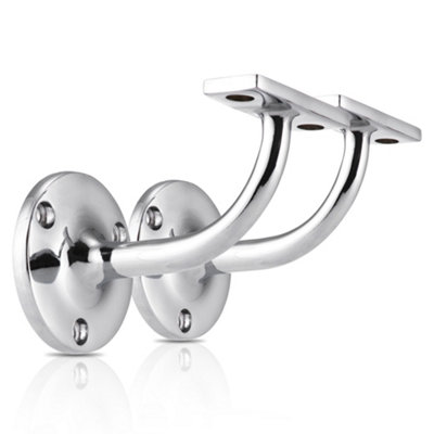 XFORT Set of 2 Polished Chrome Handrail Brackets, Banister Brackets for Stair Banister Handrail.
