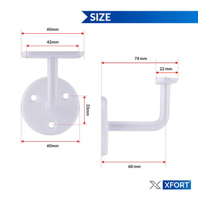 XFORT Set of 2 White Handrail Brackets, Banister Brackets for Stair ...