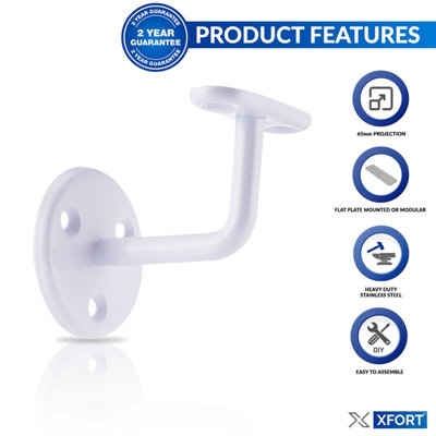 XFORT Set of 4 White Handrail Brackets, Banister Brackets for Stair ...